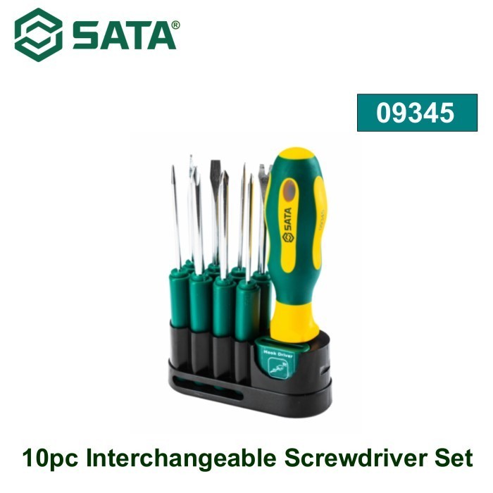 Jual SATA 09345 Obeng Plus Minus Set 10 buah yang dapat dipertukarkan ...