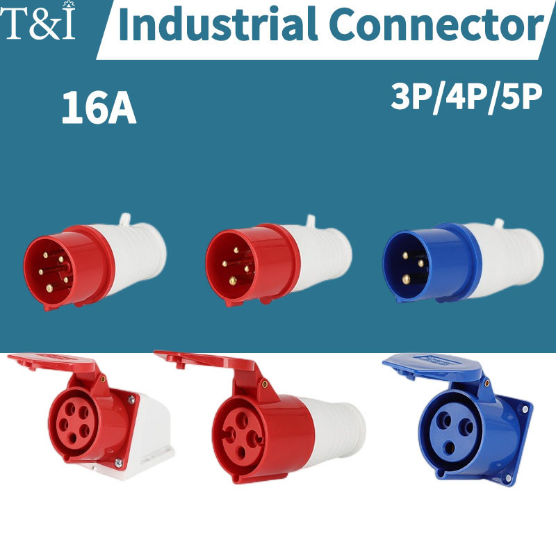 Jual 1 PCS 16A Aviation Industrial Plug Inclined Socket Male and Female ...
