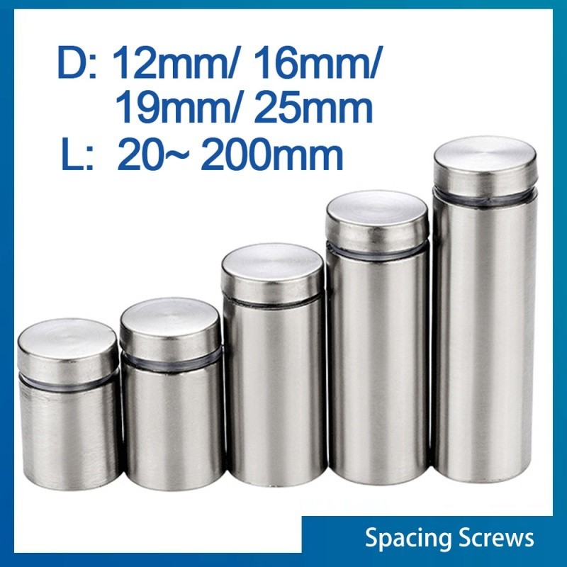Jual 4/ 6pcs Glass Fasteners 12mm Stainless Steel Acrylic Advertisement ...