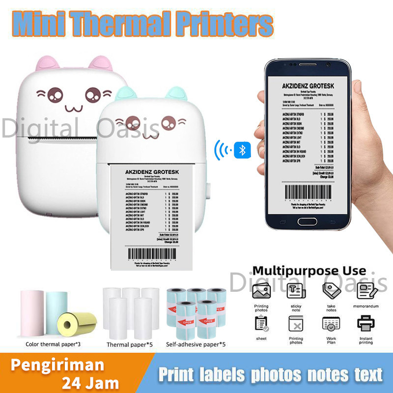 Jual Mini Thermal Printer Bluetooth Printer Portable Tanpa Tinta ...