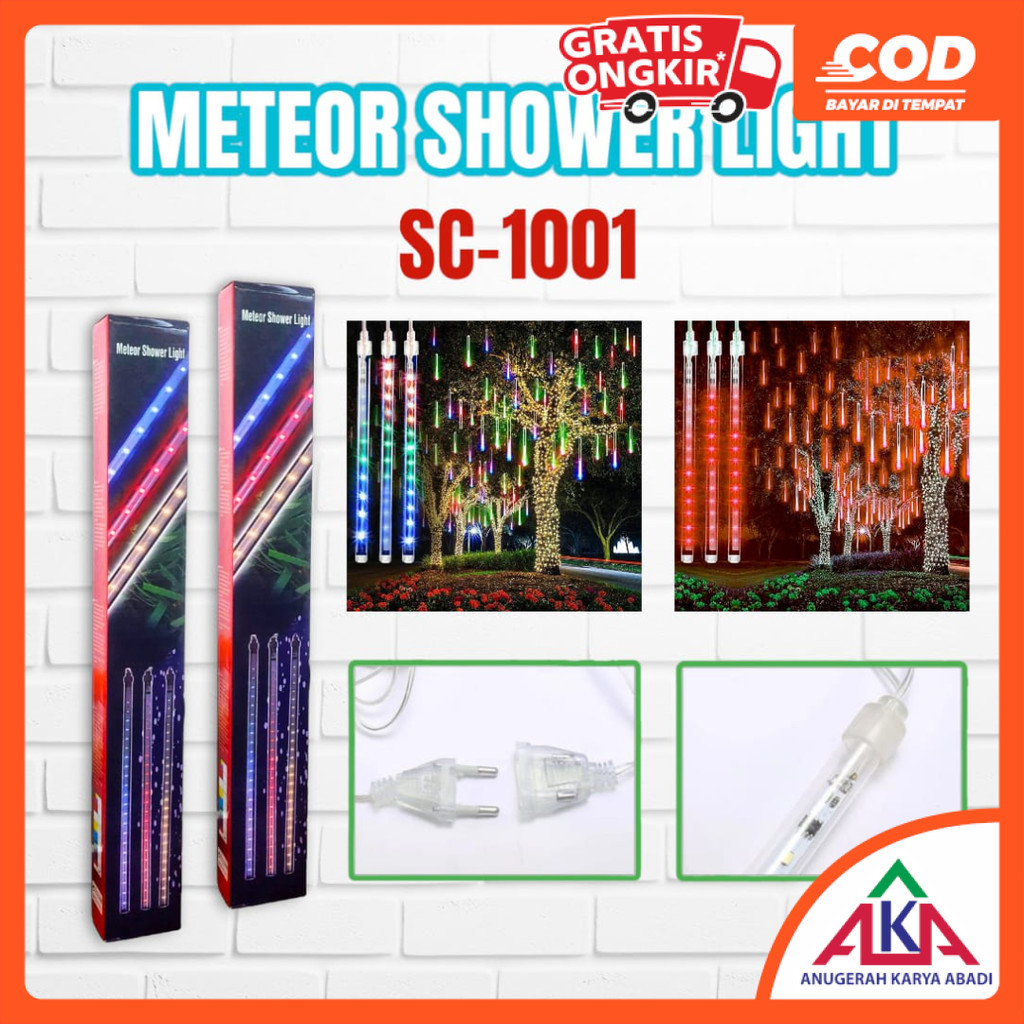 Jual ISACOM Lampu Hujan Meteor SC-1001 Shower Light LED 8Pcs 45cm Hias ...