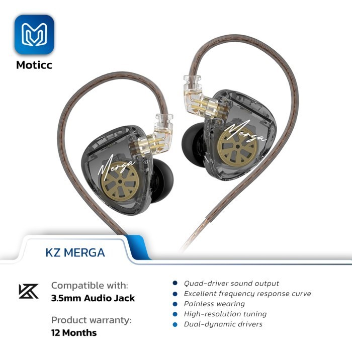 Jual KZ Merga with Mic 2DD Dynamic Drivers in Ear Earphones Quad-Driver ...