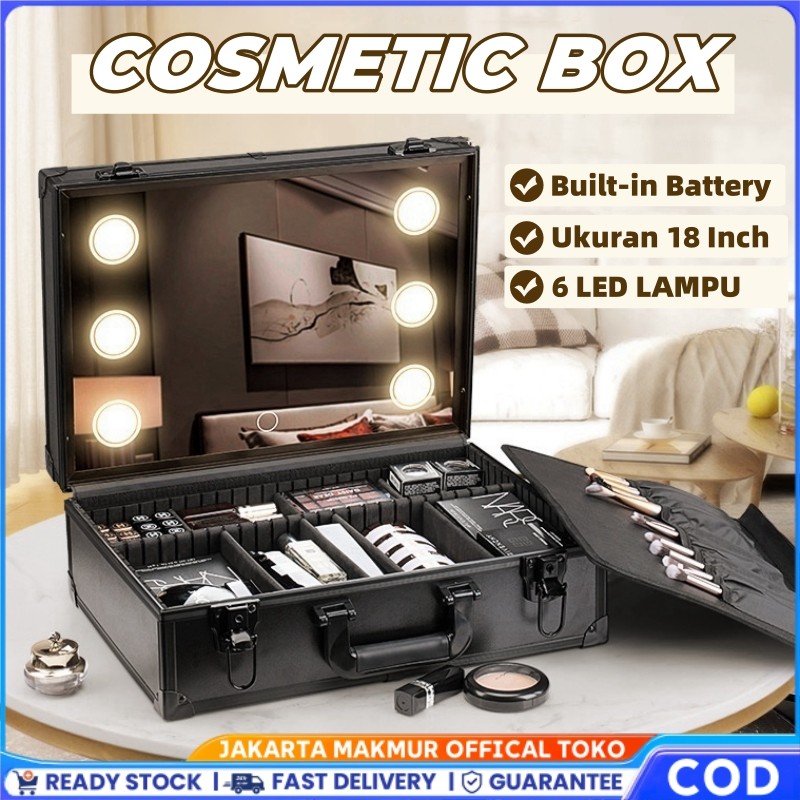 Jual Tas Makeup Lampu / LED Makeup Artist Bag Beauty Case / 6 Led Kotak ...