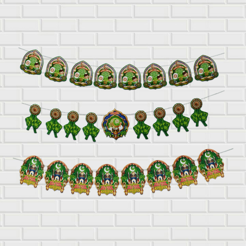 Jual bunting flag Selamat hari raya / Garlan Idul Fitri Hiasan Dinding ...