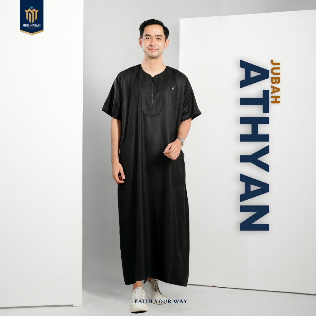 Jual Muslimadani Jubah Dewasa ATHYAN Gamis Pria Lengan Pendek | Shopee Indonesia