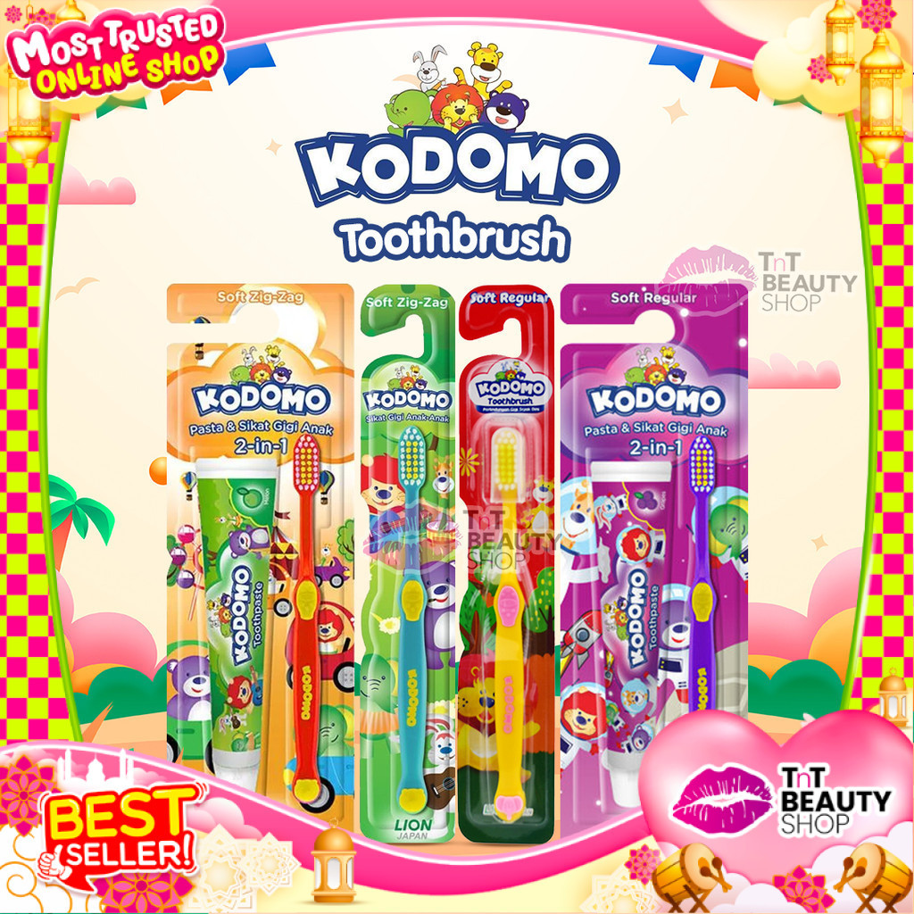 Jual Kodomo Sikat Gigi Anak Reguler 2in1 / Kid Toothbrush Soft Regular / Tooth Brush Zig Zag ...