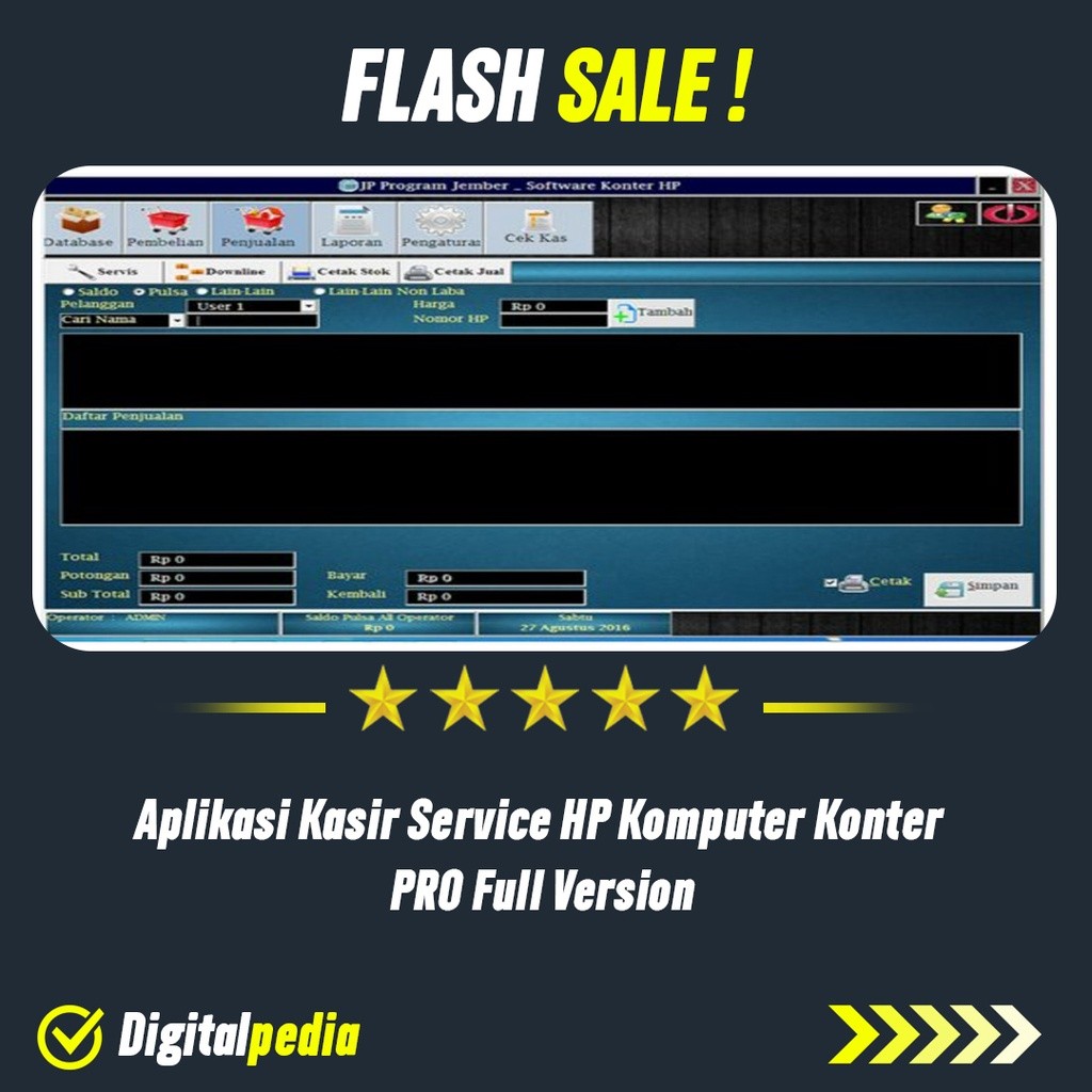 Jual Aplikasi Kasir Service HP Komputer Konter Counter PRO Full Version ...