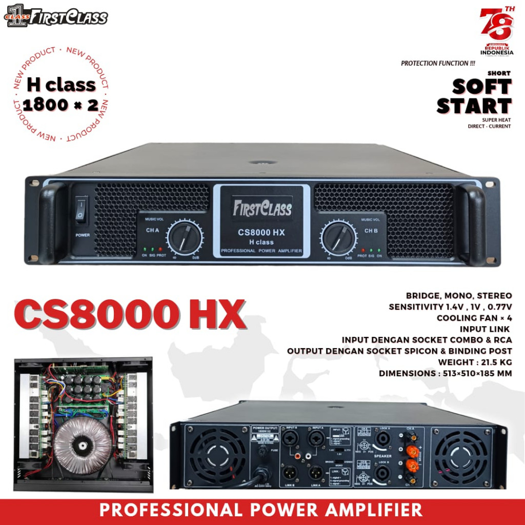 Jual POWER AMPLI PROFESSIONAL FIRSTCLASS CS8000 HX Power Amplifier CS ...
