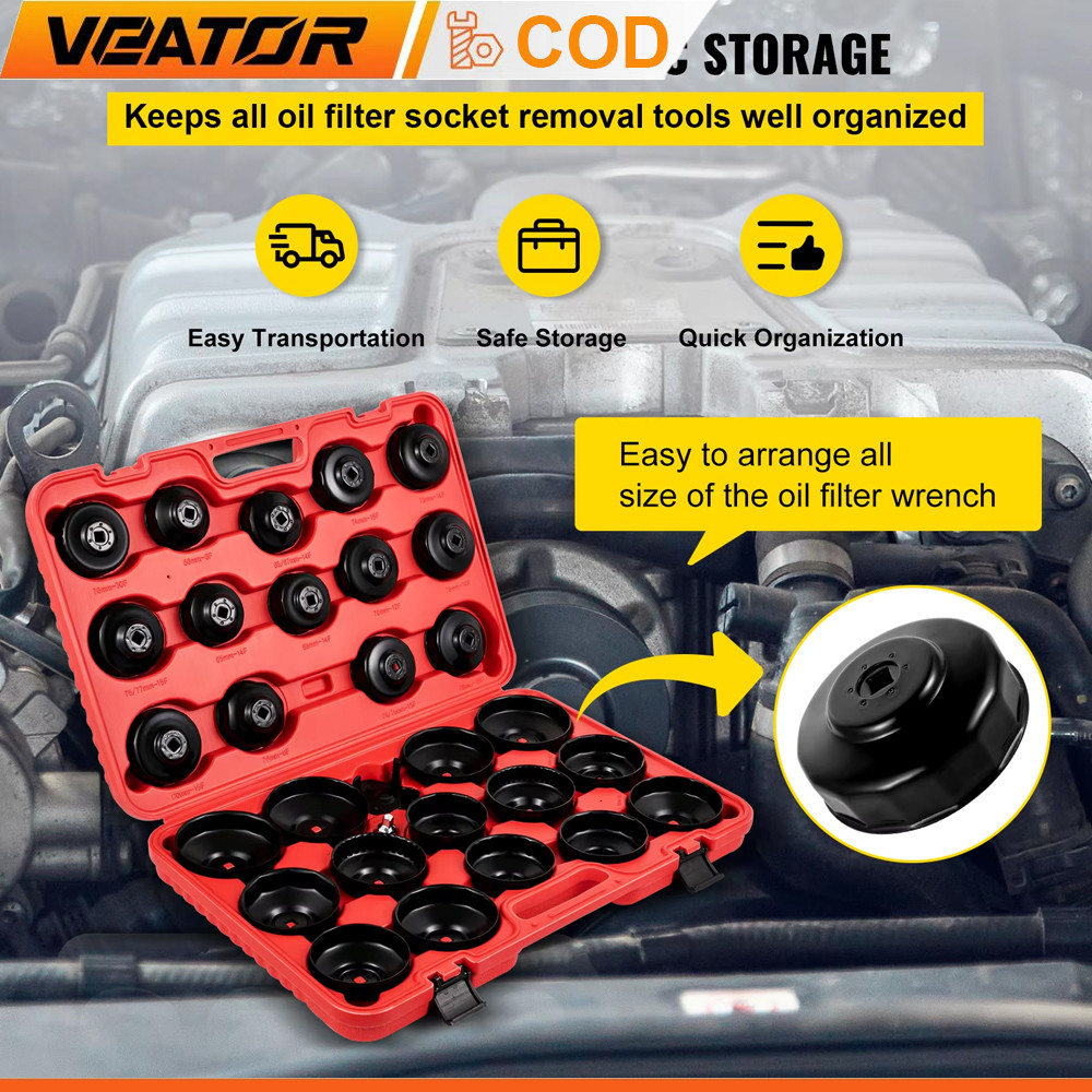 Jual VEVOR 30 Pcs Oil Filter Socket Set Car Removal Wrench Caps Fluted ...