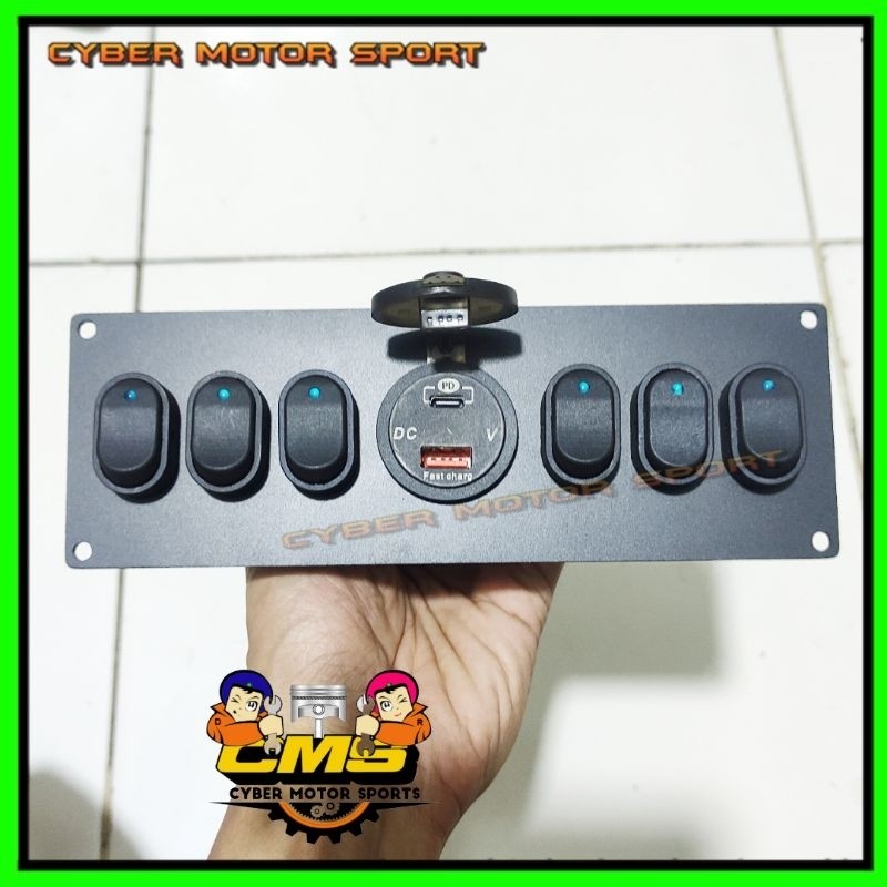 Jual universal 12v 24v Saklar mobil dashboard instrument 6 sakelar volt ...