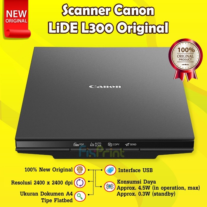 Jual Scanner Canon LiDE L300 Flatbed CanoScan A4 LiDe 300 Garansi Resmi ...