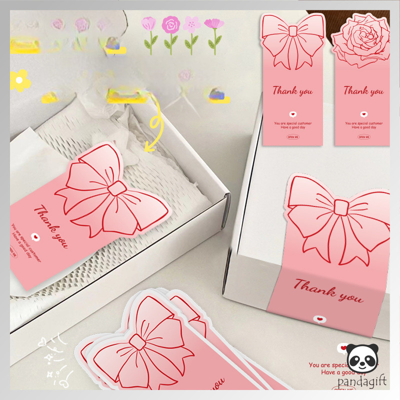 Jual Sticker Panjang Segel Makanan Cake Stiker Thank You Model Pita ...