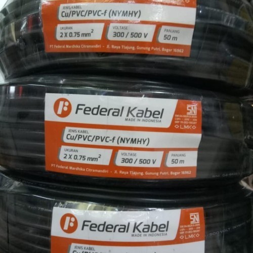 Jual Kabel Listrik Serabut Hitam NYYHY 2 x 0.75 / 2x0.75 mm Federal 50m | Shopee Indonesia