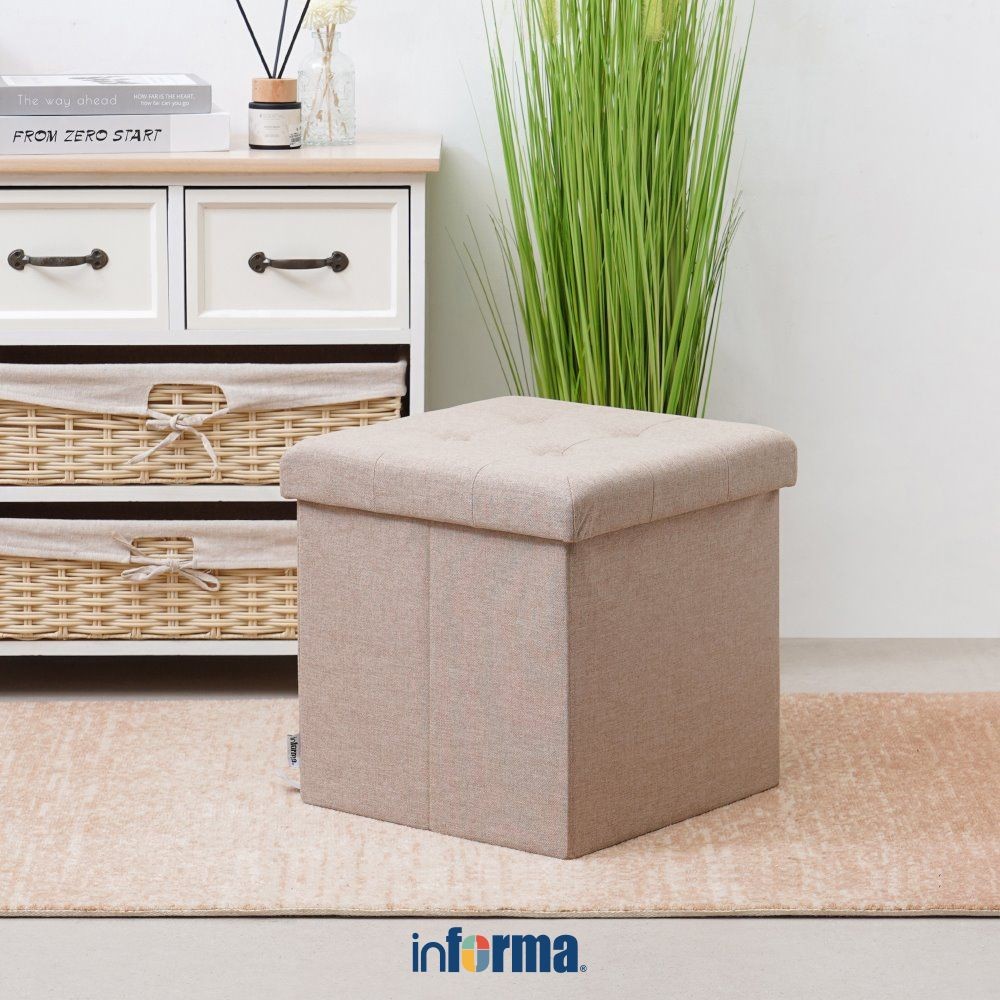 Jual Informa Bangku Ottoman Fabric Lipat Linen - Krem Tempat Duduk ...