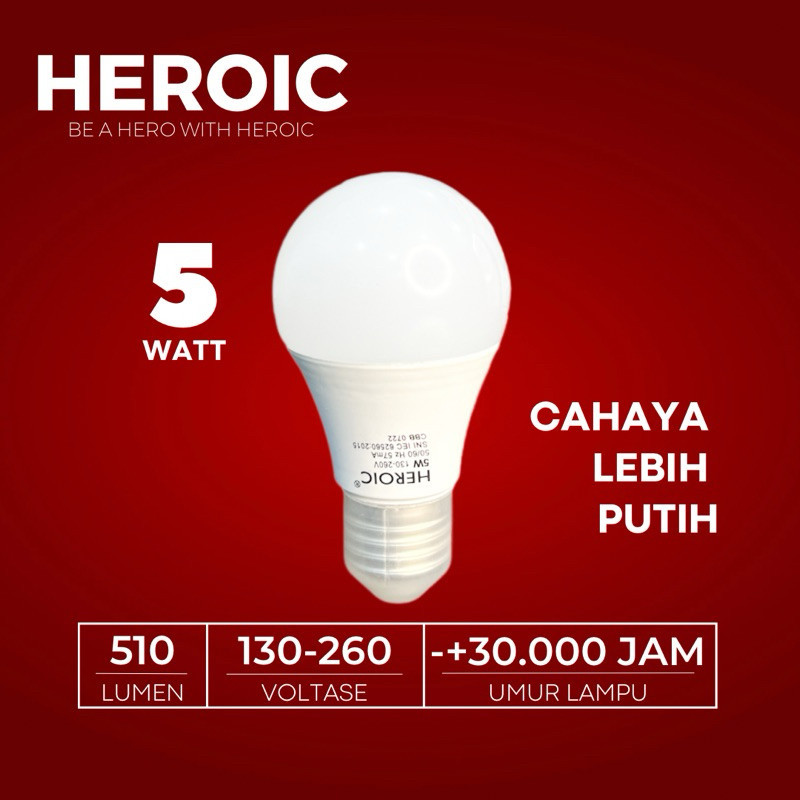 Jual Lampu Led Spekta Bulb 5w Hemat Energi Heroic Putih Terang | Shopee Indonesia