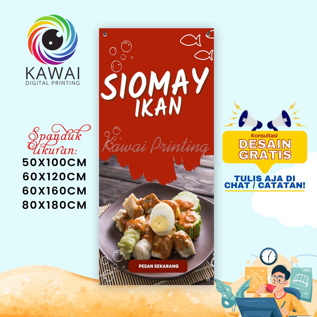 Jual SPANDUK / BANNER Siomay Ikan Merah Design Outdoor / Indoor ...