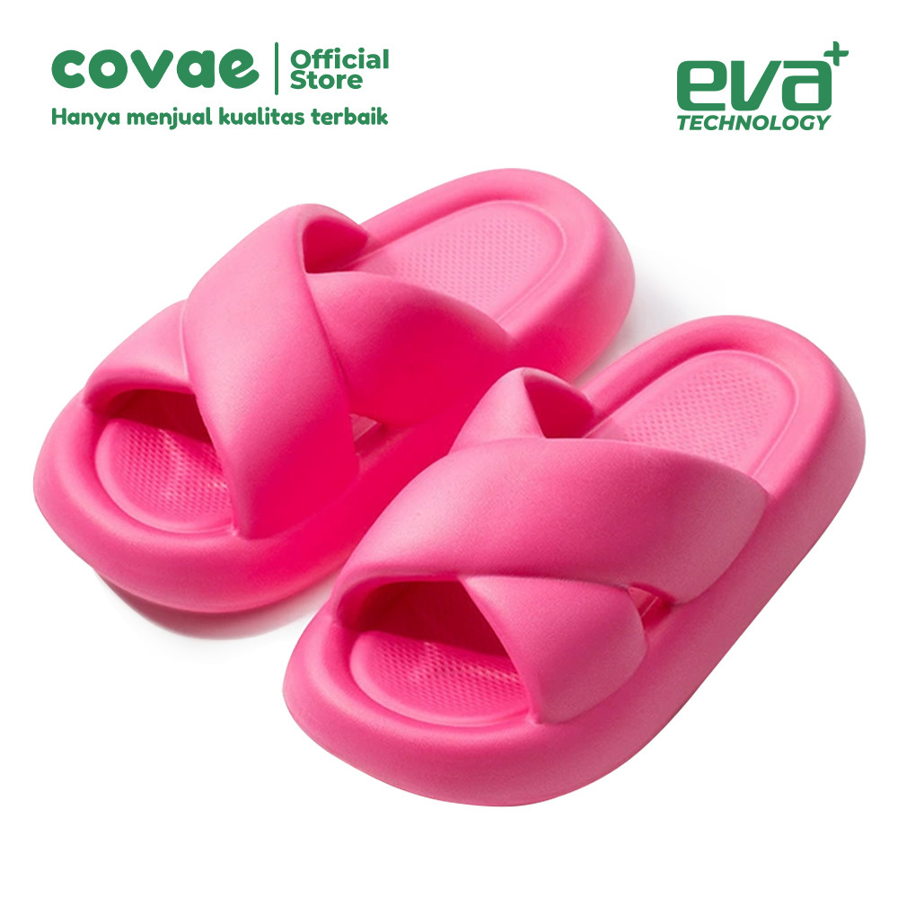 Jual COVAE Sandal Wanita CROSS Sendal Flat Cewek Kekinian Terbaru EVA ...
