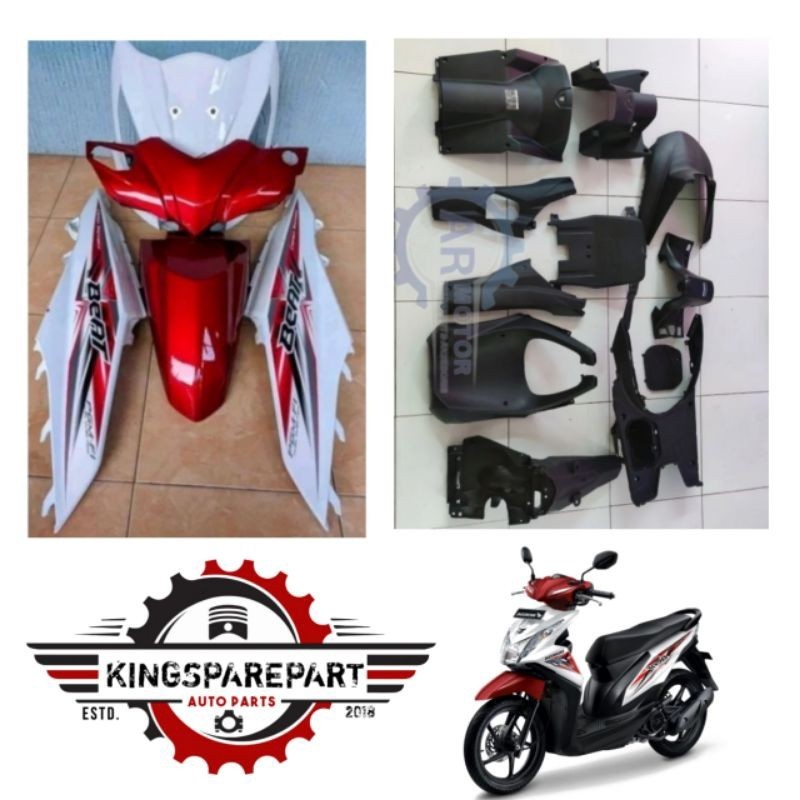 Jual Cover body full halus kasar honda beat fi 2013-2016 putih merah ...