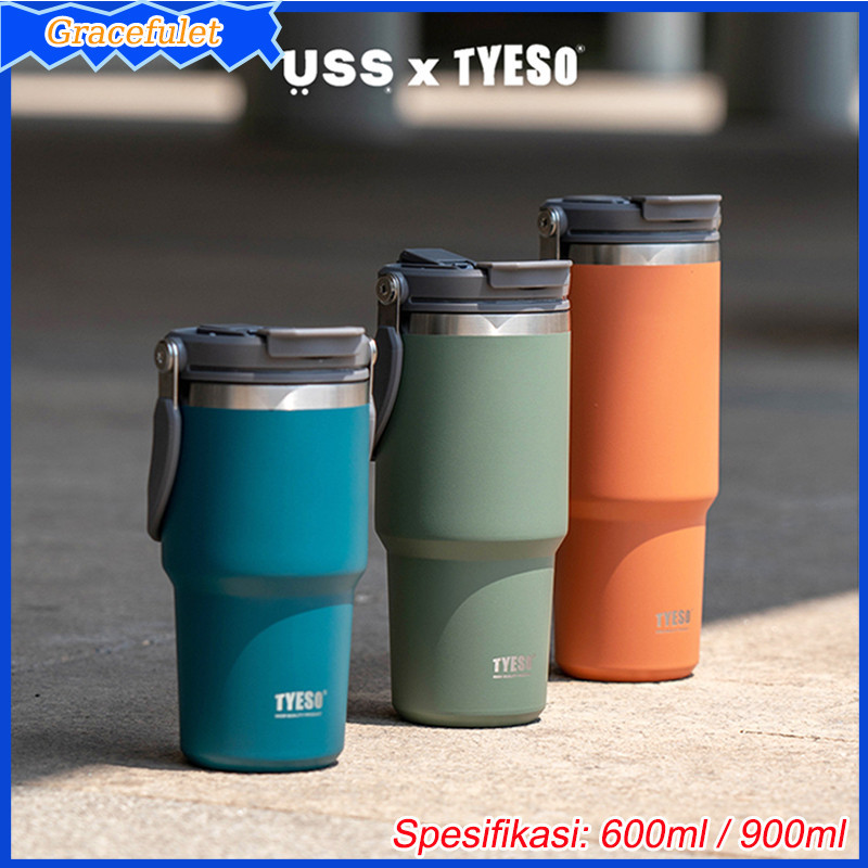 Jual USS x Tyeso Tumbler Coffee Mug 900 ml Aesthetic Korea Kantoran Tahan Dingin 24 Jam Mudah Di ...