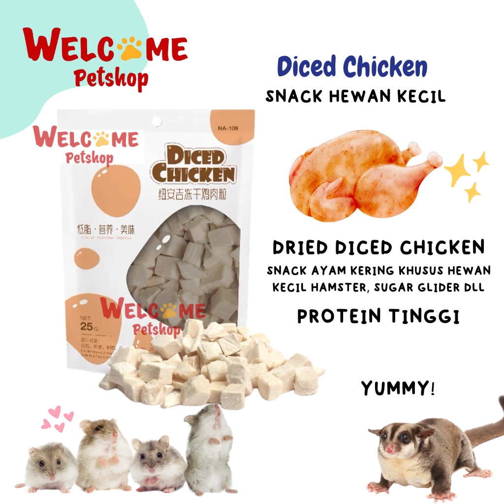 Jual Dried Diced Chicken Snack Ayam Cemilan Hamster Sugar Glider ...