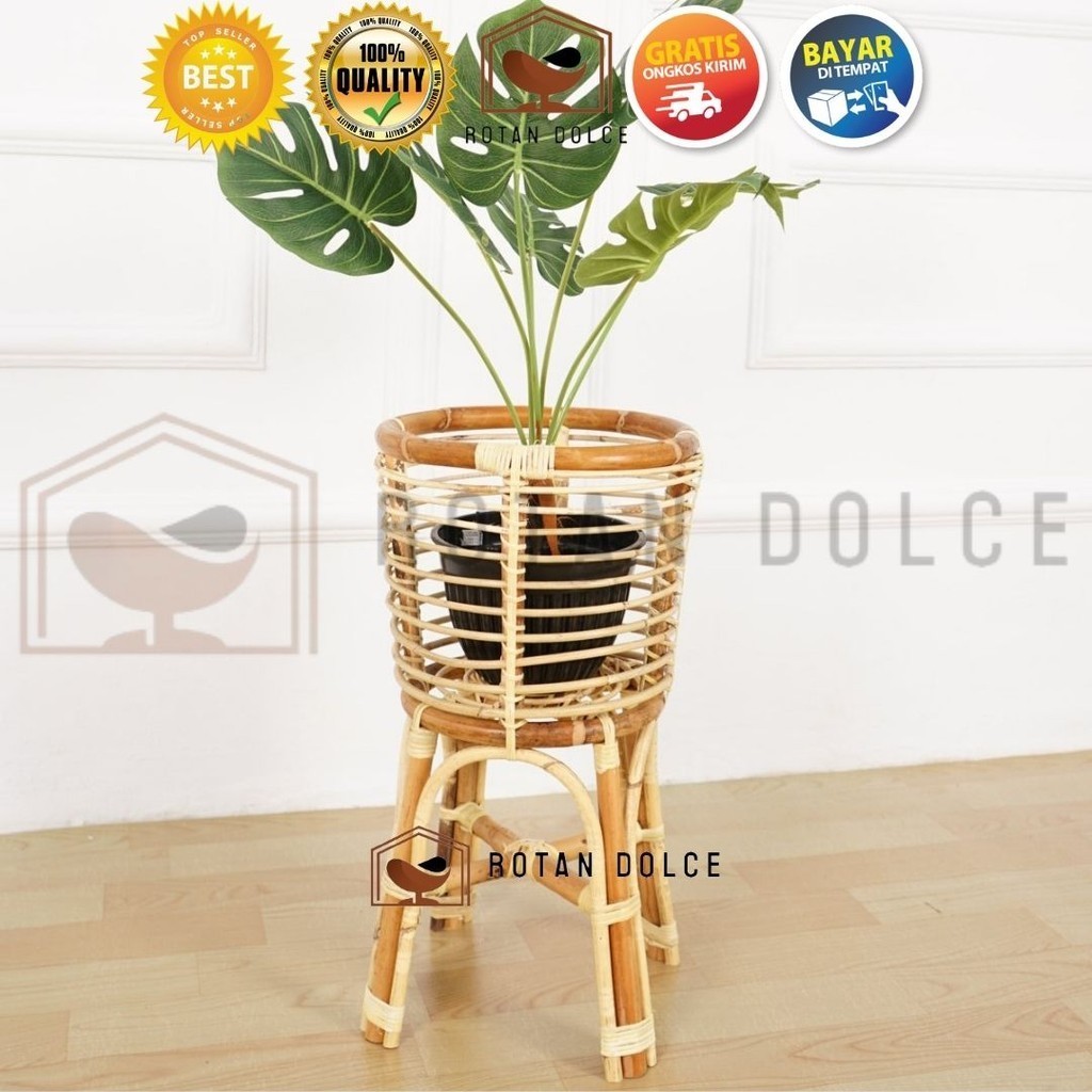Jual STANDING POT ROTAN FINISHING MELAMIN MENGKILAP Tinggi 35 Cm & 40 ...