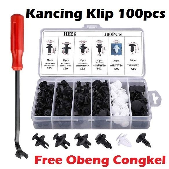 Jual 100PCS kancing klip baut rivet mobil motor universal klip bumper ...