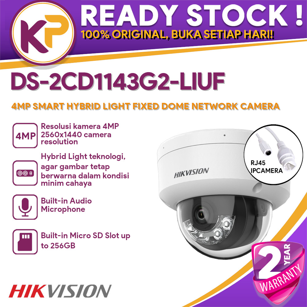 Jual HIKVISION DS-2CD1143G2-LIUF 4MP SMART HYBRID LIGHT DOME IP CAMERA ...