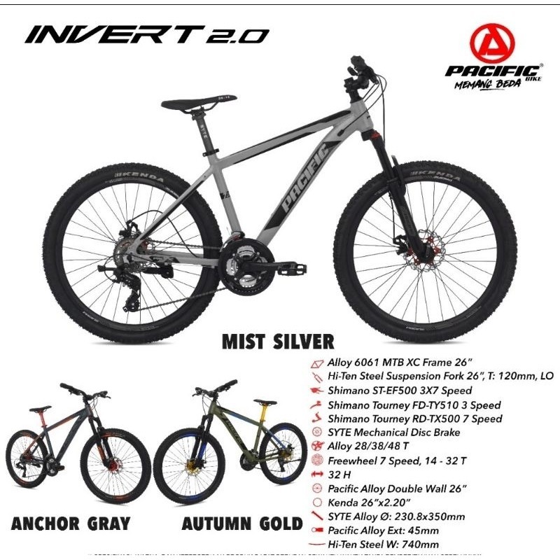 Jual mtb 26 pacific invert 2.0 pontianak ( rangka alumunium ) | Shopee ...
