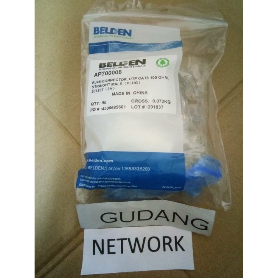 Jual Belden RJ45 Connector Cat.6 Konektor RJ-45 Cat6 : AP700008 ...