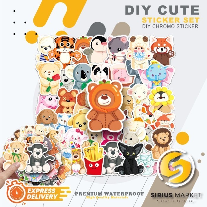 Jual 45 PC Stickers Series Plush Toy Cartoon Animals Stickers ...