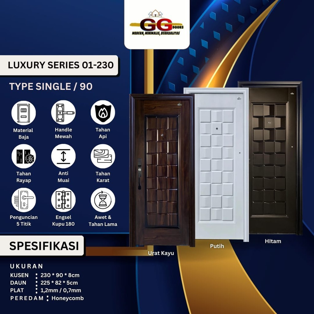 Jual Pintu Utama / Pintu Kamar Tidur Baja GG LUXURY-230 Single 90 x 230 | Shopee Indonesia