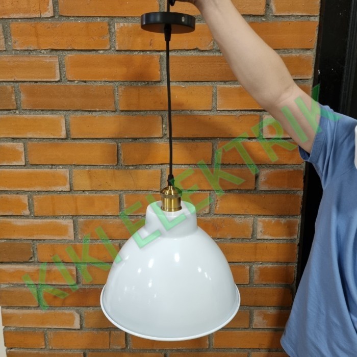 Jual Kap Lampu Gantung Putih Diameter 30 cm ( Bahan Aluminium ) Fiting Besi | Shopee Indonesia