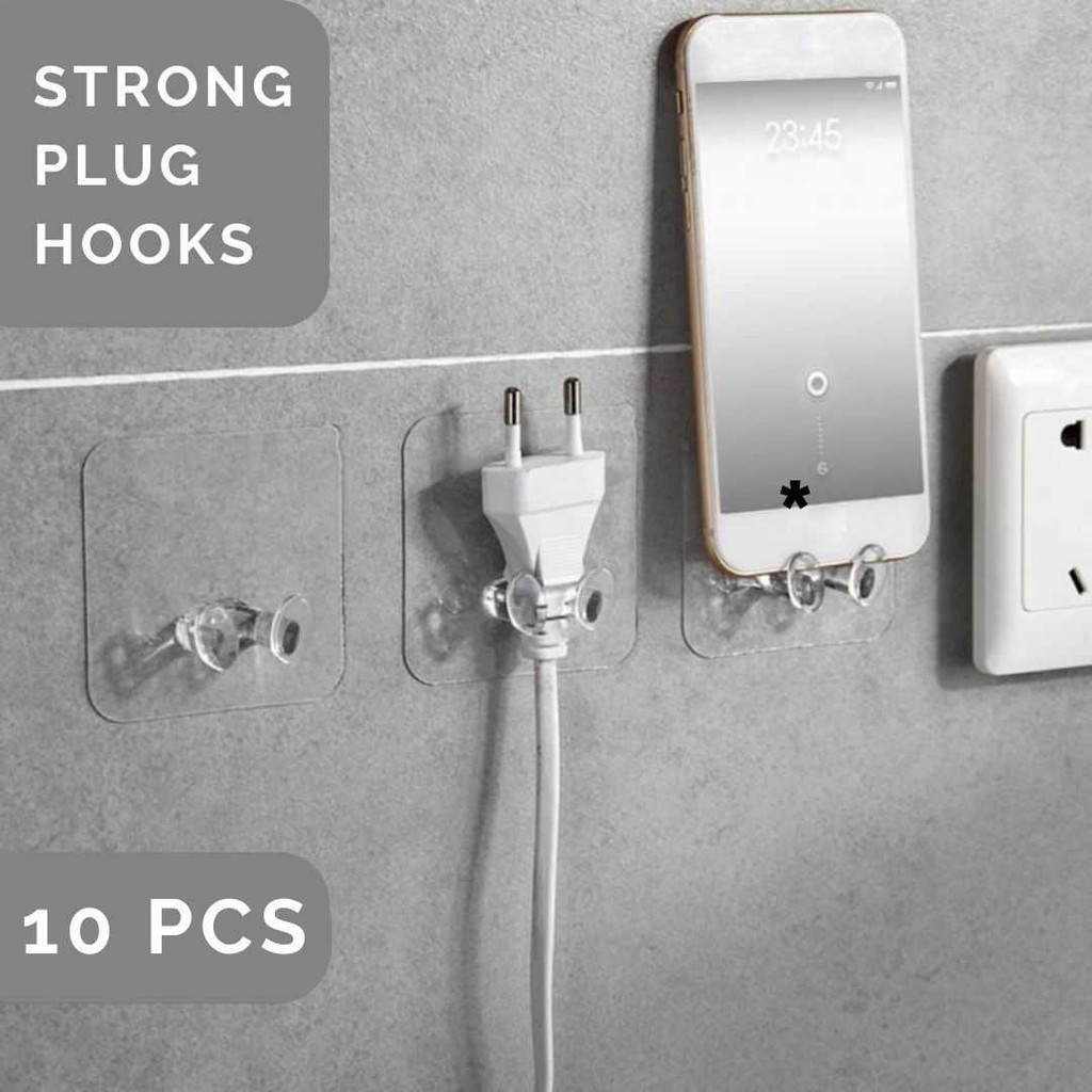 Jual AK Gantungan Dinding Tempel Waterproof Adhesive Hook Hanger 10 PCS ...