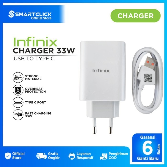 Jual Charger Infinix 33W Type C Fast Charging USB Port Original 100% ...