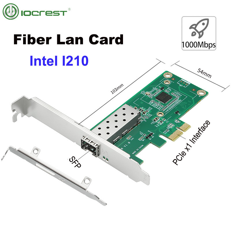 Jual IOCREST Intel 210 PCIex1 Fiber 1000Mbps Lan Card Gaming Adaper PCI Express 1G Single Port ...