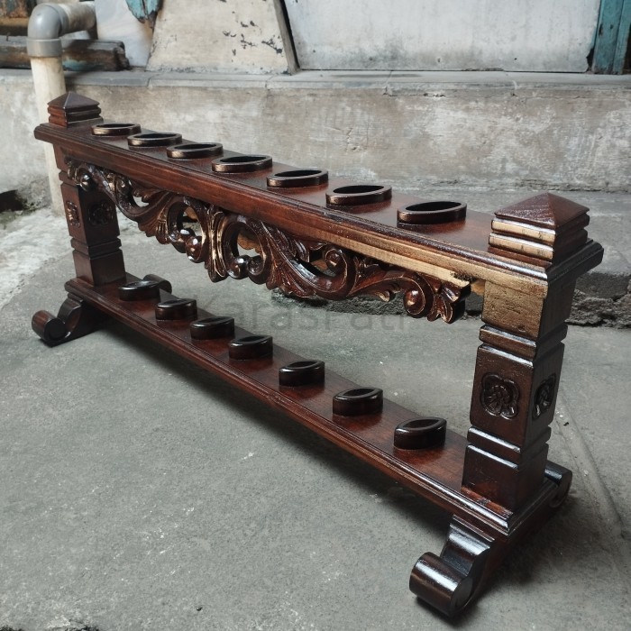 Jual Jagrak Keris Patrem isi 7 model ukir simpel kayu jati murah meriah ...
