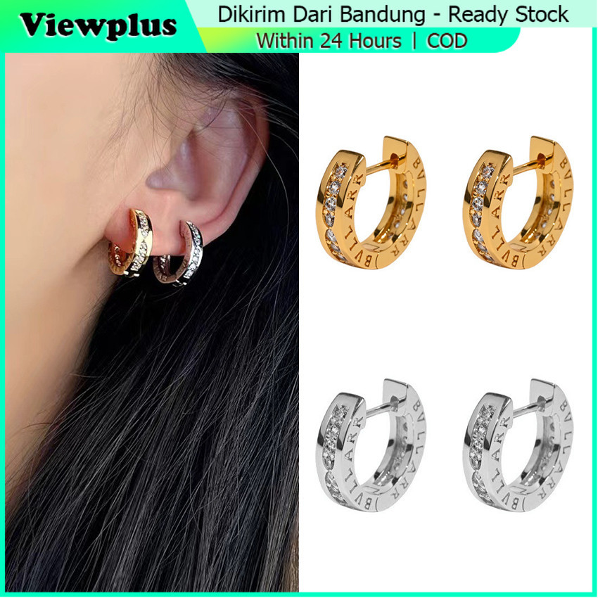 Jual 2Pcs Anting Hoop Titanium Wanita Classic Hoop Earring Gold Silver ...