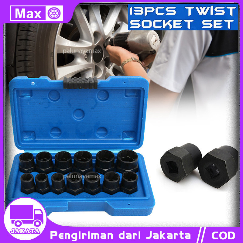 Jual 13 Buah Set Alat Pelepas Soket Pelepas Sekrup Mur Baut Dampak ...