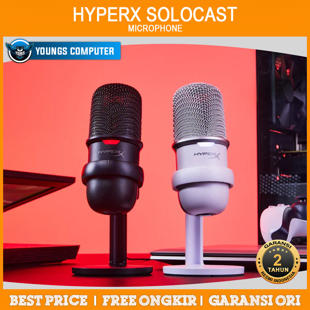 Jual HyperX SoloCast Microphone Gaming USB Mic ( Black / White ) | Shopee Indonesia