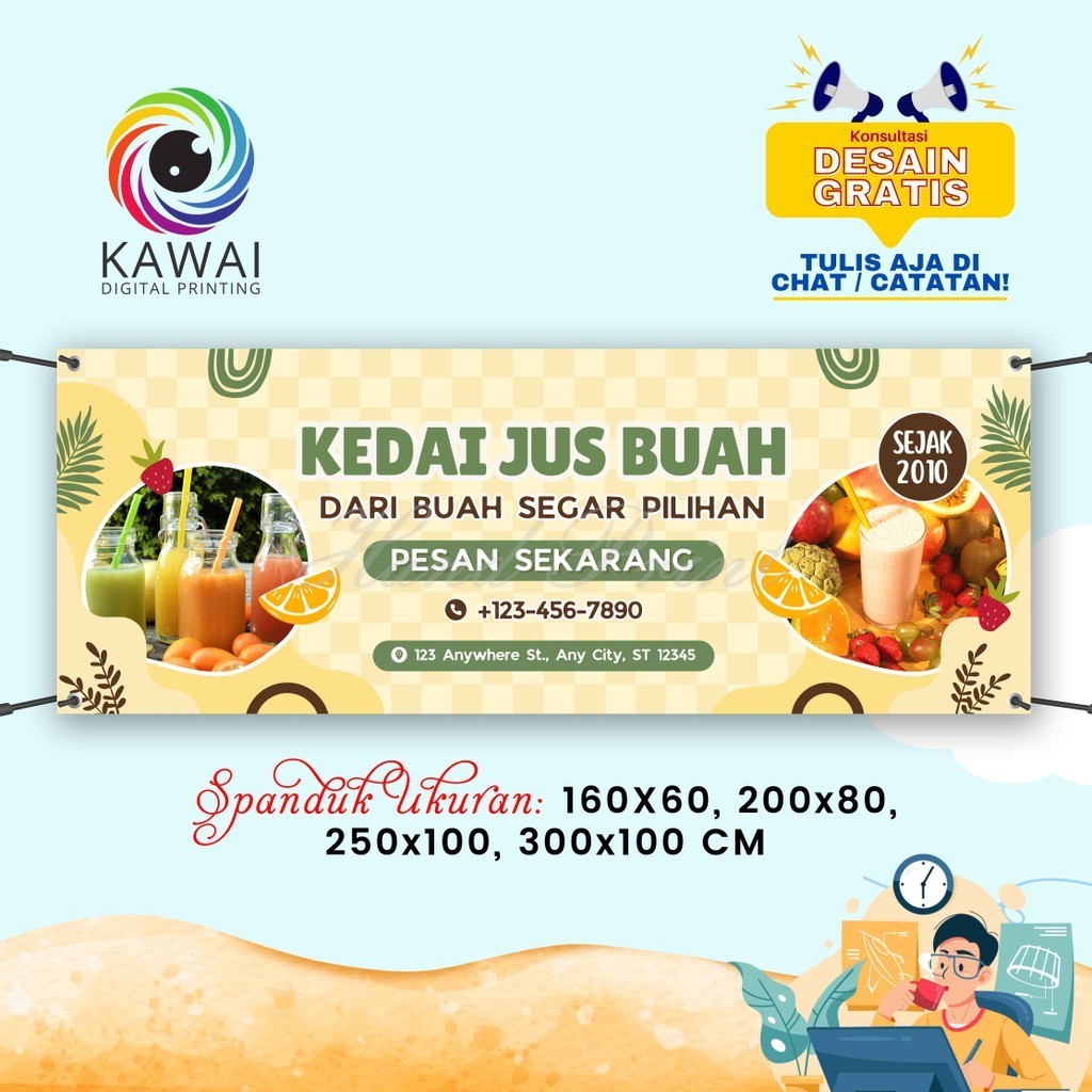 Jual Spanduk Banner MMT Jualan Minuman Jus Buah Segar Bisa Rekuest ...