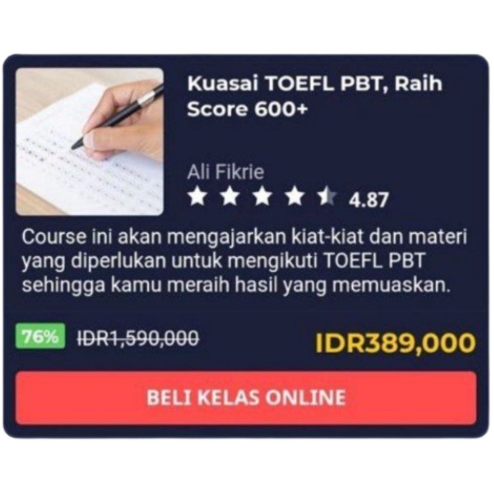 Jual [P12] Ecourse KUASAI TOEFL PBT RAIH SCORE 600+ | MD | Shopee Indonesia