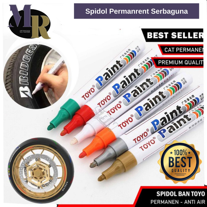 Jual Spidol Ban Permanen Toyo Paint Motor Mobil Warna Silver Putih Gold ...