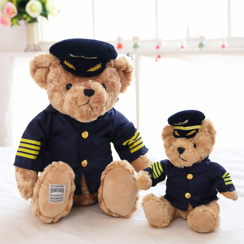 Jual 20-40cm Pilot Teddy Bear Plush Dolls Soft Stuffed High Quality ...