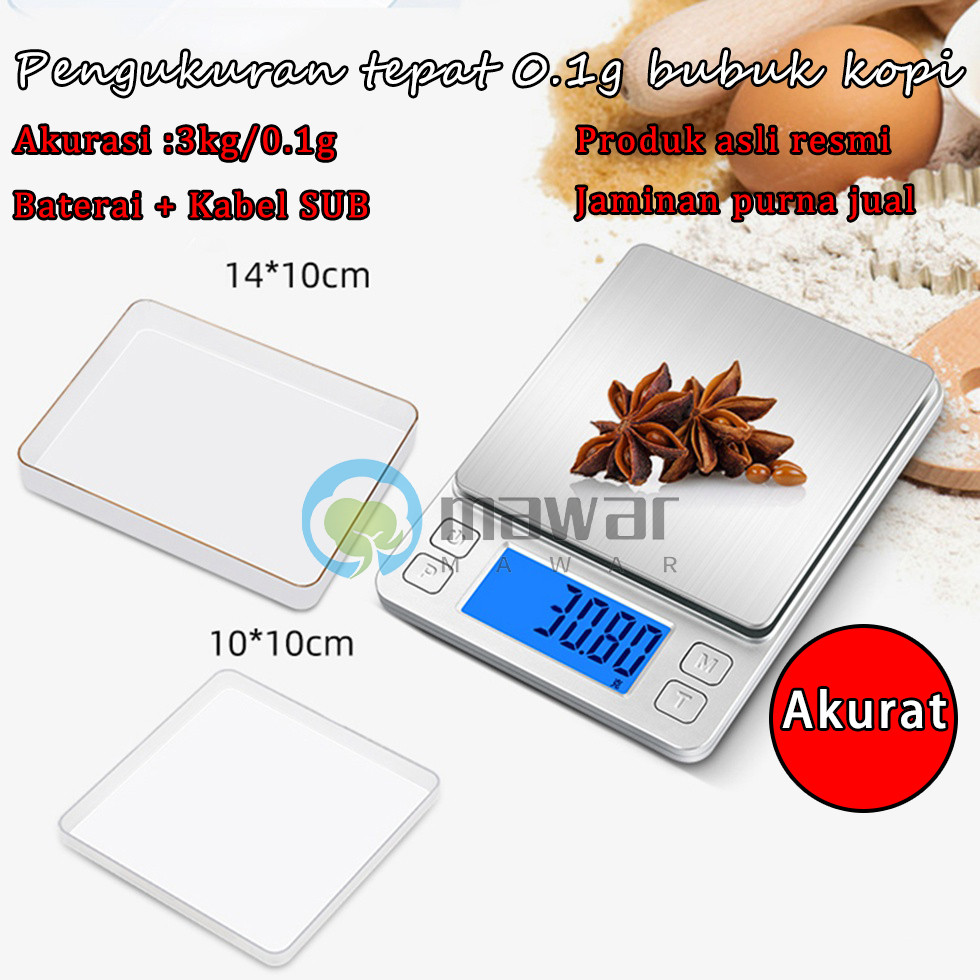 Jual Timbangan 3KG /0.1GR Kopi Dapur Kue Drip Coffee Scale Digital USB ...