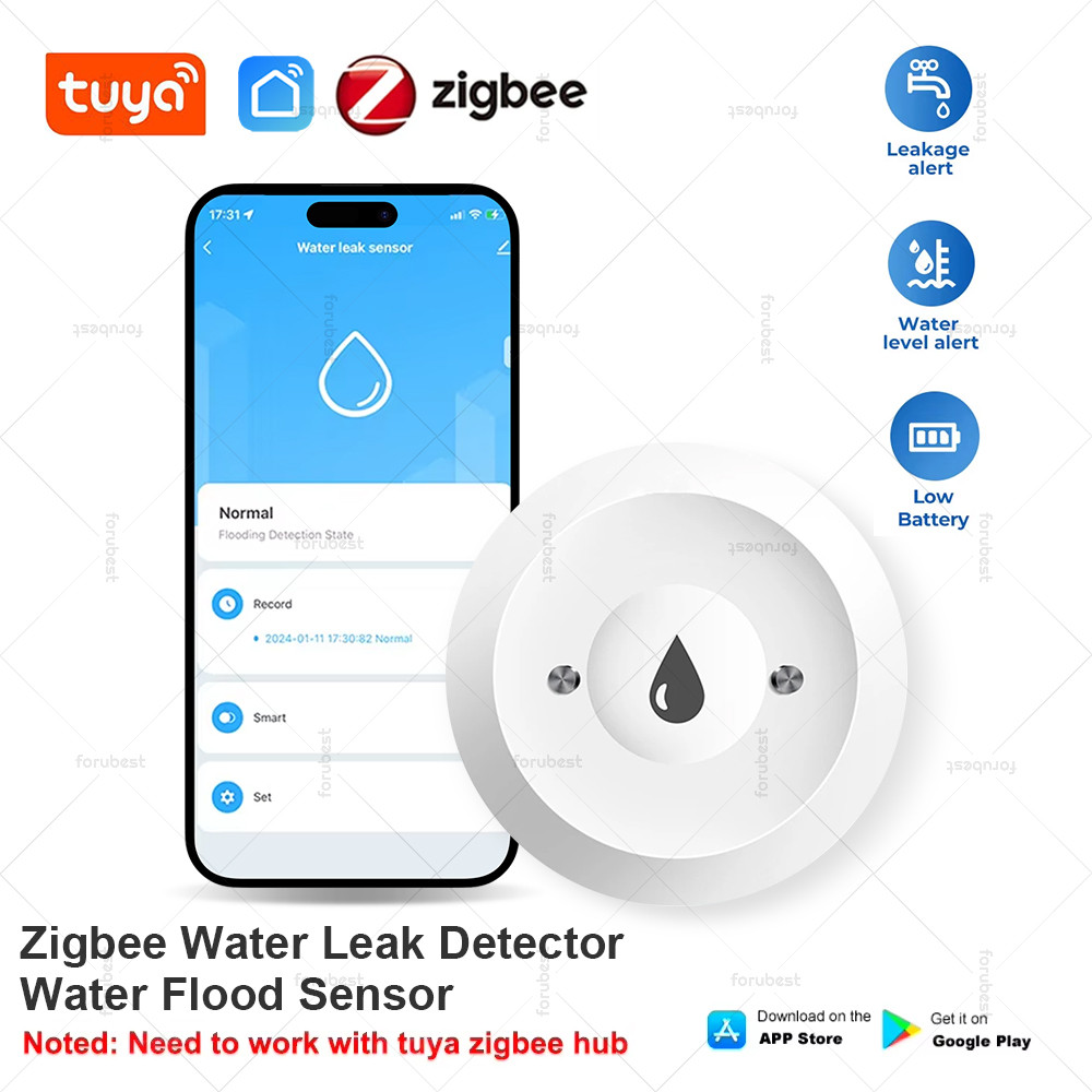 Jual Tuya Smart Zigbee Water Sensor Flooding Water Leak Detector App ...