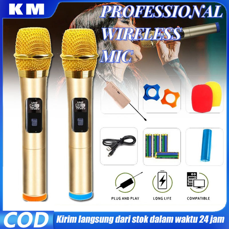 Jual Microphone Profesional Mic Wireless Gold Bisa Di Charger ...