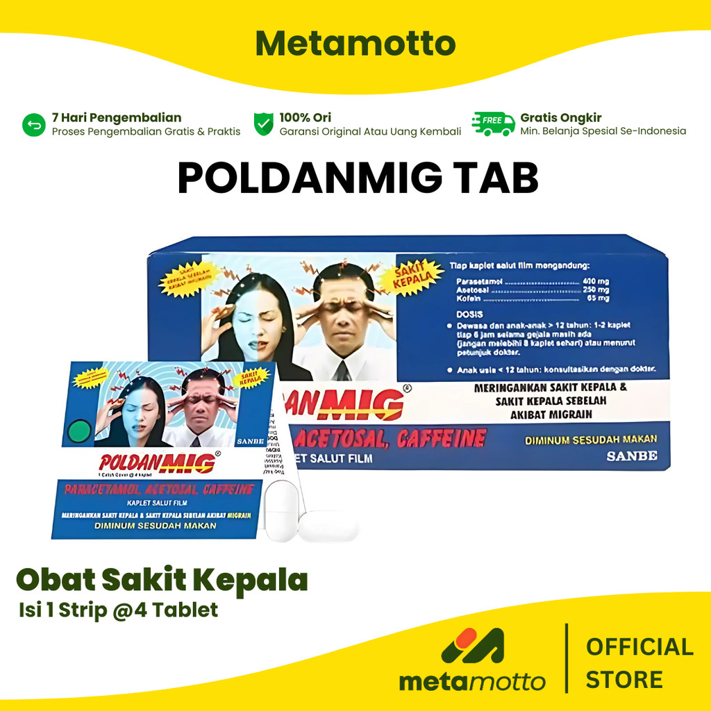 Jual PoldanMIG Mengatasi Sakit Kepala & Migrain (4 Tablet) - Metamotto ...