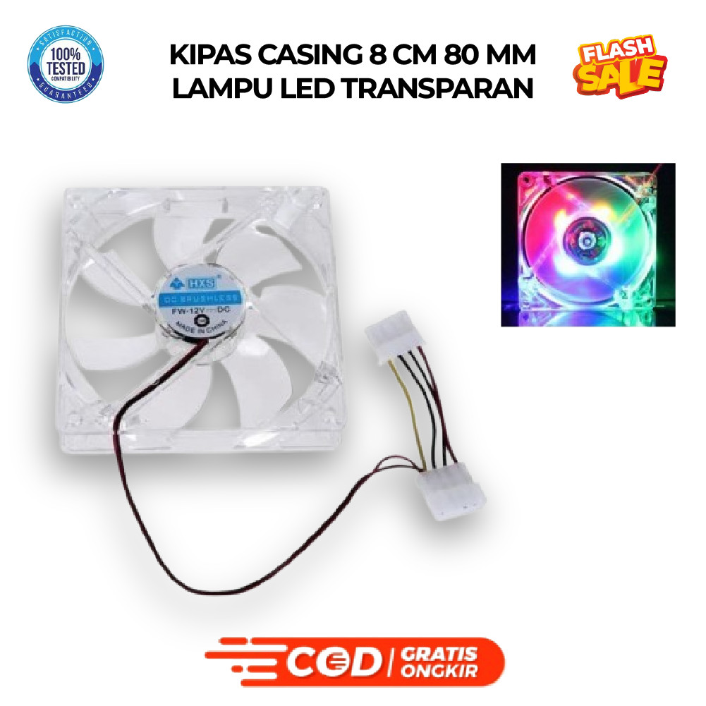 Jual KIPAS CASING 8 CM 80 MM LAMPU LED TRANSPARAN WARNA WARNI FAN CASE ...