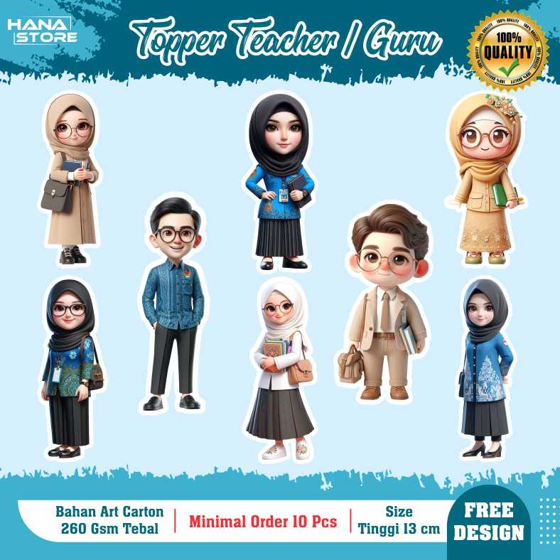 Jual Topper Guru 13 cm Jumbo / Topper Teacher / Topper Buket Hari Guru ...
