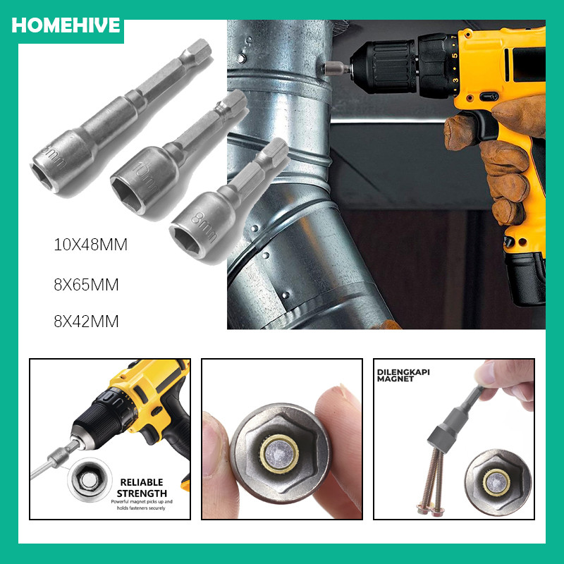 Jual Magnetic Hex Nut Setter / Mata Socket Bor Roofing Hex Nut Magnetic ...
